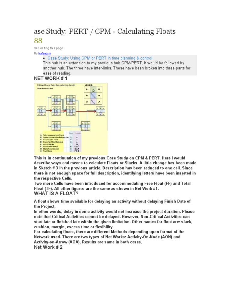 PERT/CPM Float Calculation Guide | PDF | Computing And Information ...