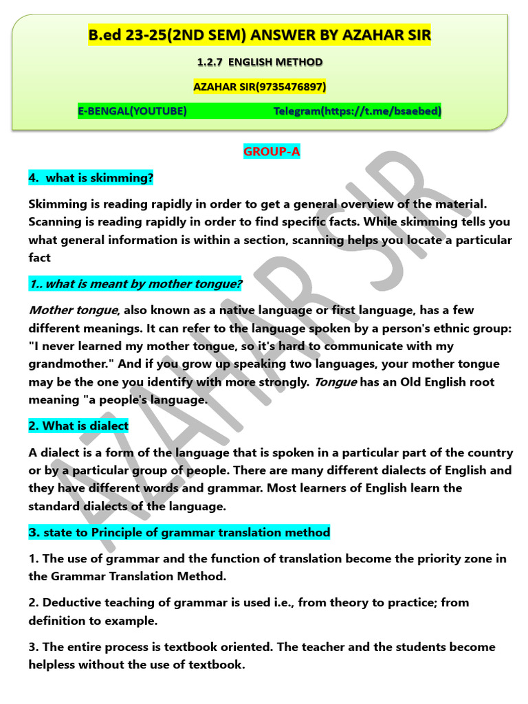1.2.7 English Method Azahar Sir Bed23-25 | PDF | Educational Technology | Learning
