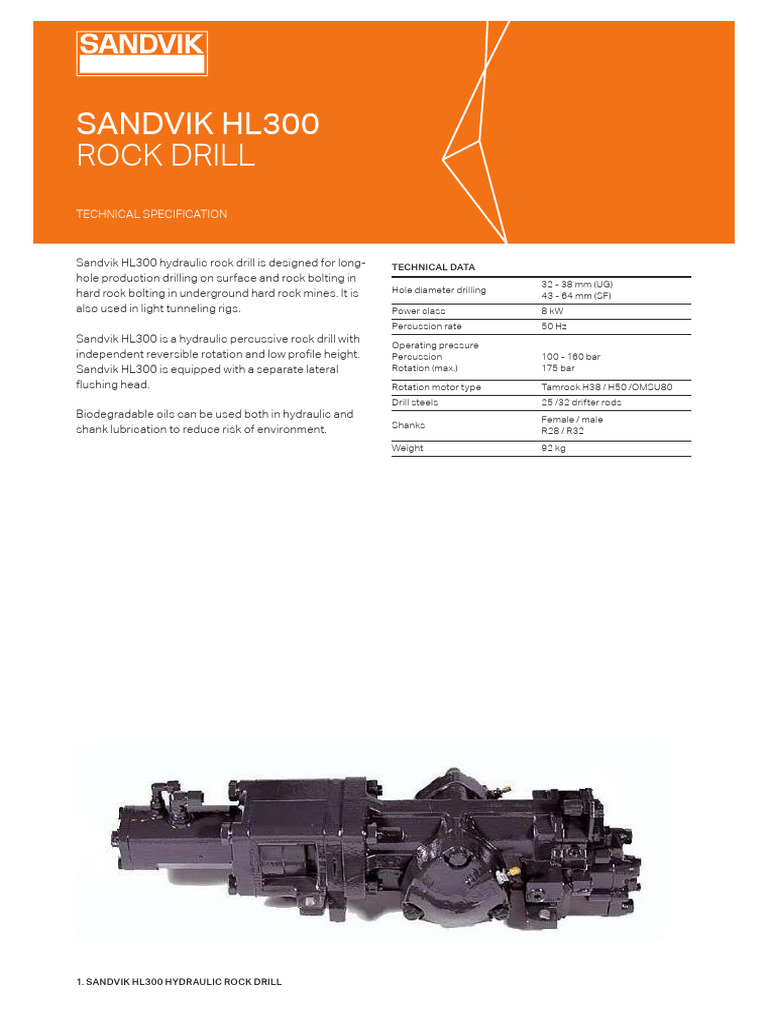 Hl300 Specification Sheet English | PDF | Drill | Drilling