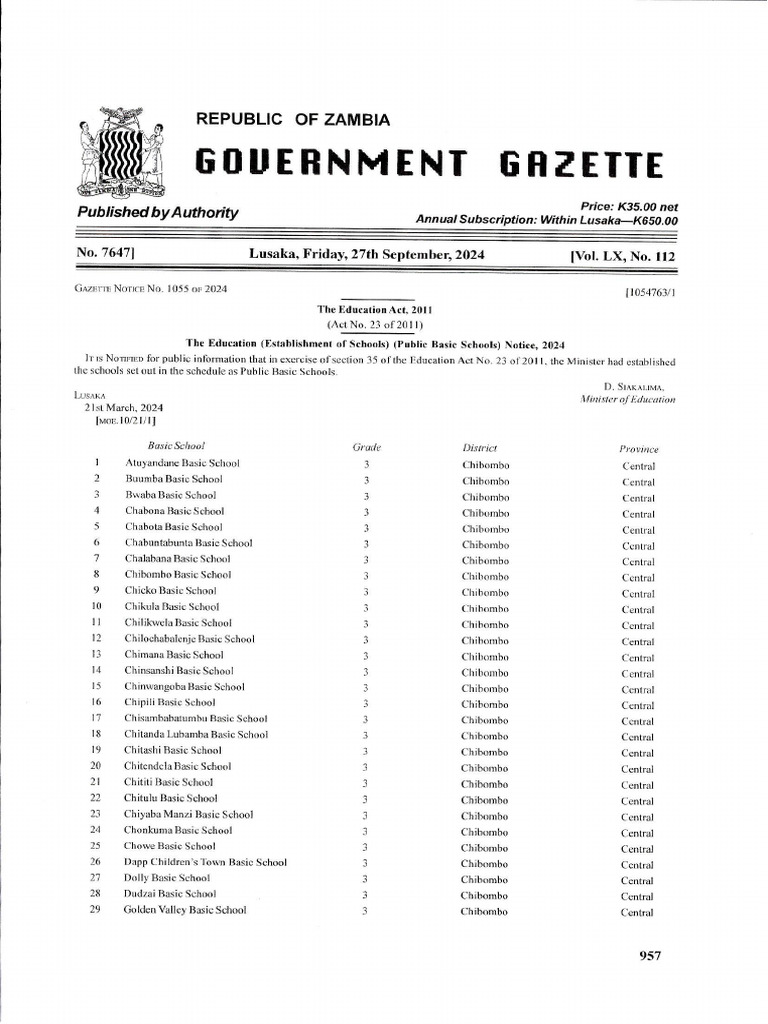 Moedu-Governmnet Gazette Notice No.7647 of Friday 27th September 2024 ...
