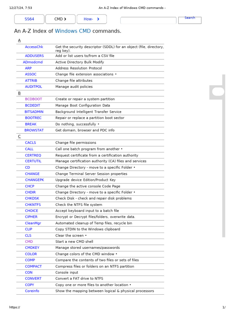 An A-Z Index of Windows CMD Commands | PDF | Computer File | Remote Desktop Services