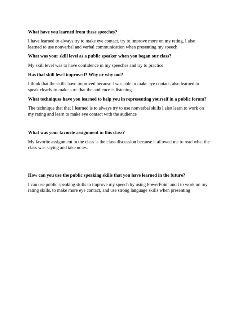 Class Reflection | PDF