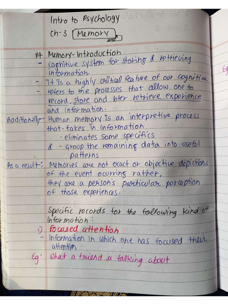 Lesson 3 Memory Intro To Psychology #1 | PDF