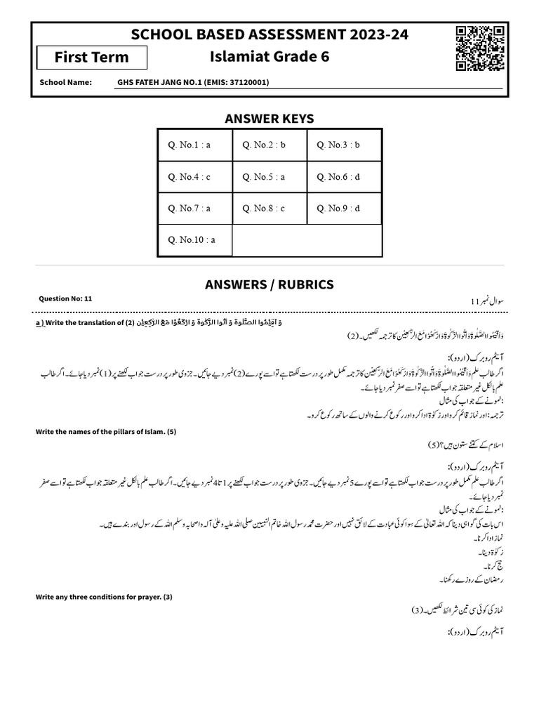 6th Islamiyat Rub | PDF