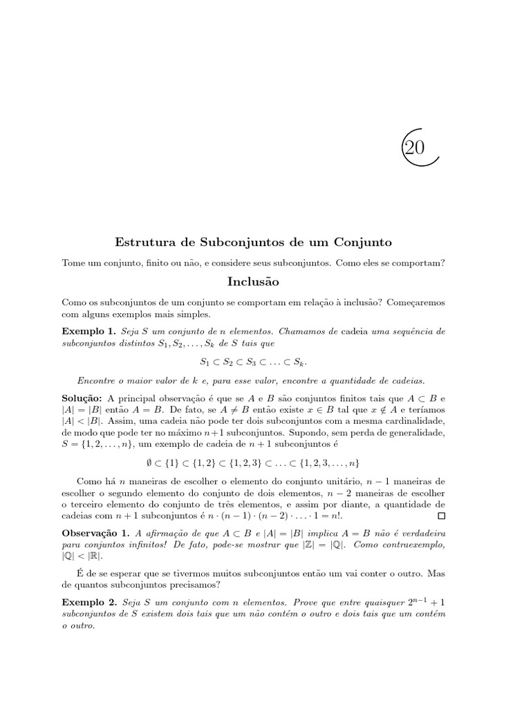 Aula 20 - Subconjuntos | PDF