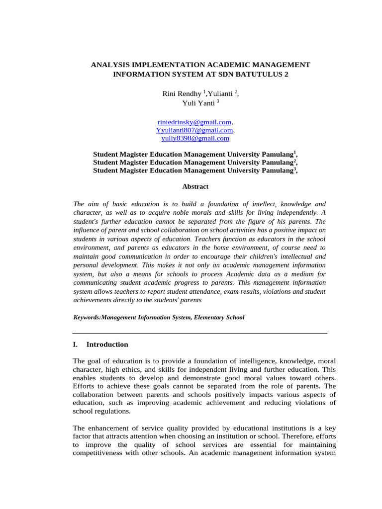 Analysis Implementation Academic Management Information System-1 | PDF ...