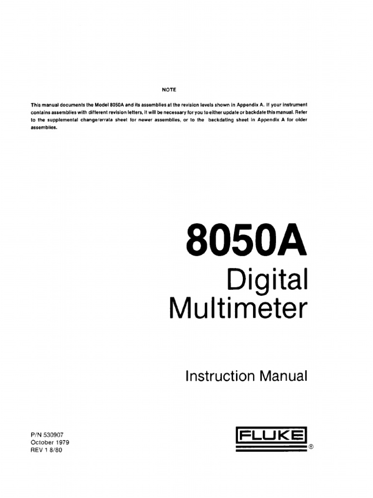 FLUKE 8050A Instruction Manual | PDF