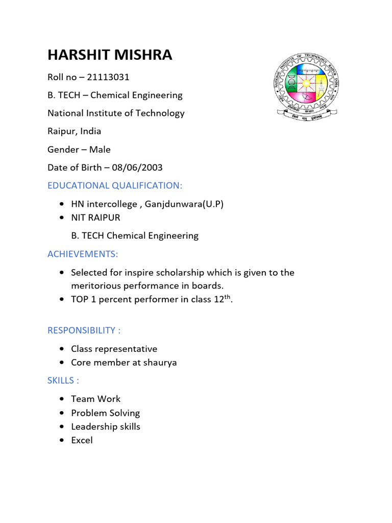 Harshit Mishra Resume | PDF