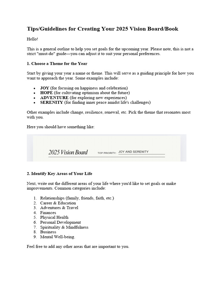 2025 Vision Board Creation Guide | PDF | Psychology | Social Psychology