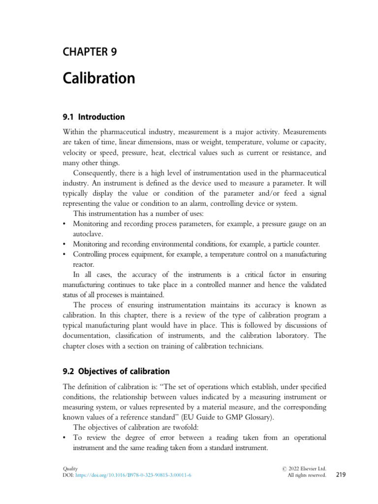 Chapter-9---Calibration_2022_Quality | PDF | Calibration | Instrumentation