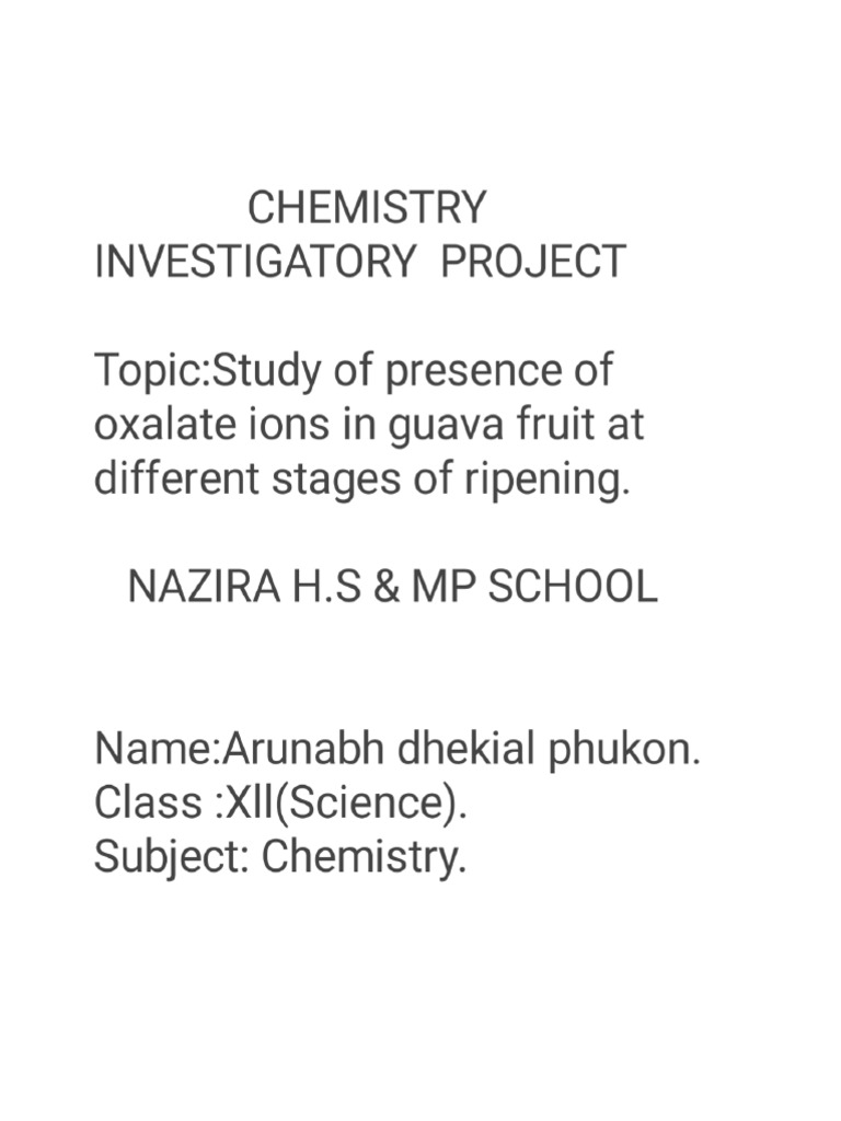 Chemistry Project | PDF