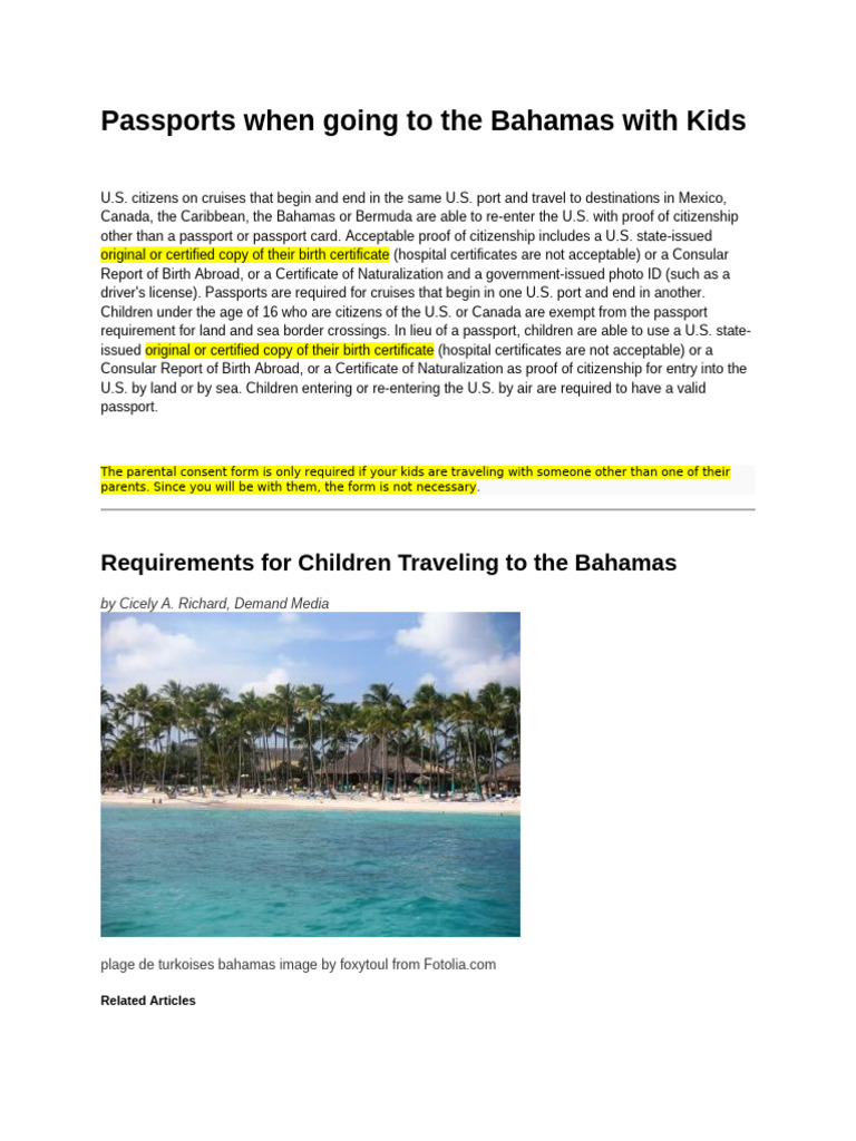Kids' Passport Requirements for Bahamas | PDF | Passport | Identity ...