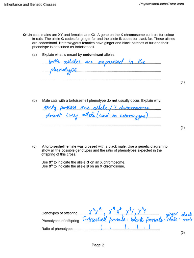 7.1 Inheritance and Genetic Crosses QP | PDF | Dominance (Genetics ...