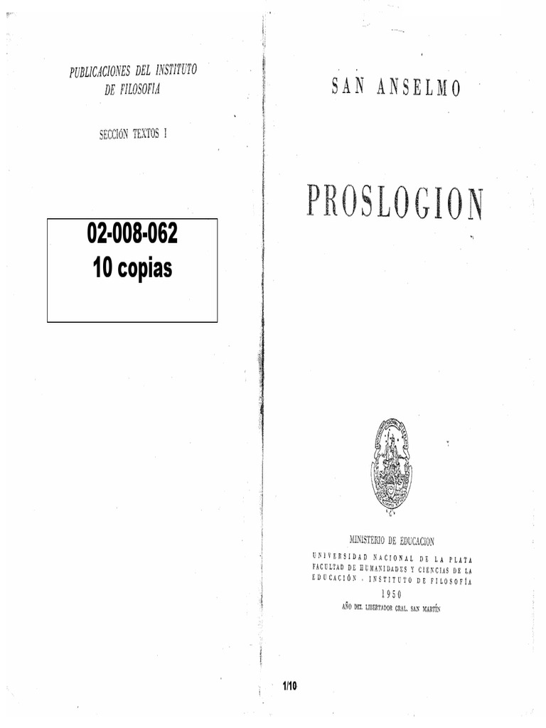 San Anselmo - Proslogion (Proemio y Cap de I A IV) | PDF