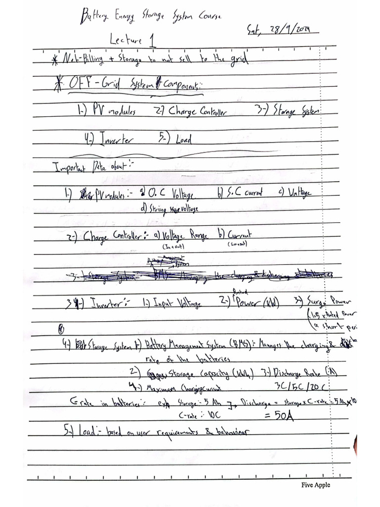 BESS Course - Omar's Notes | PDF