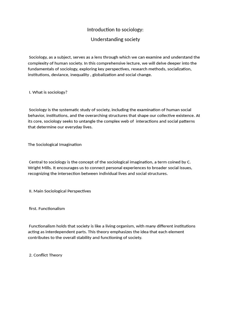 Introduction To Sociology | PDF | Sociology | Society