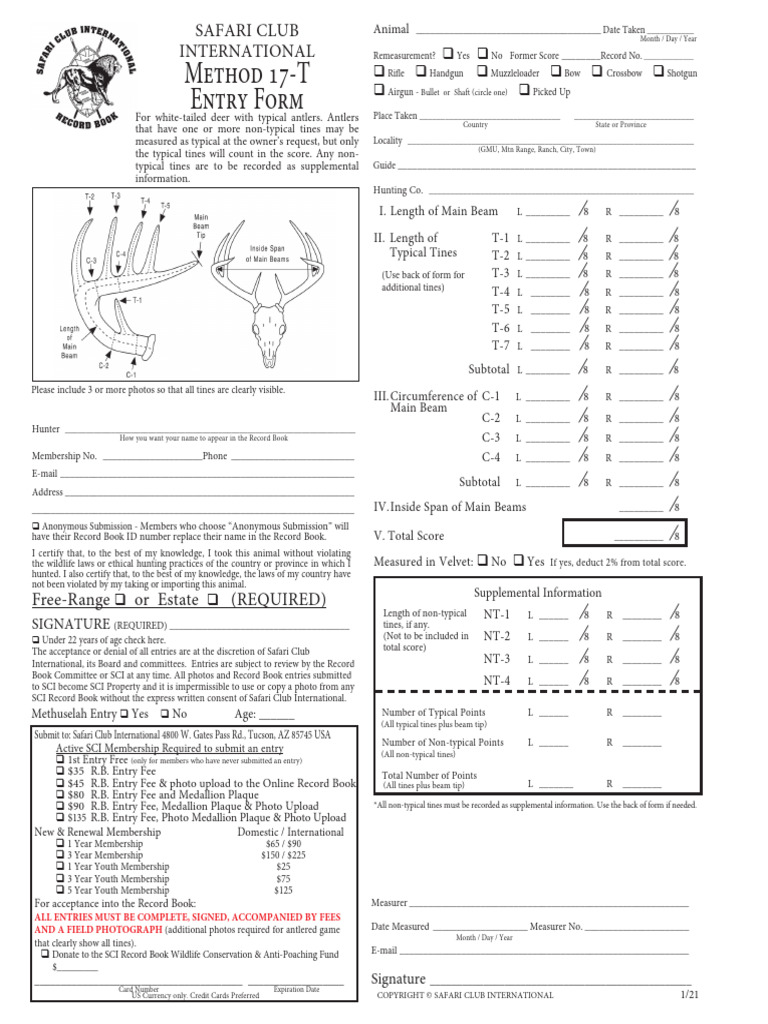 Whitetail Deer Scoring Sheet | PDF | Wildlife | Hunting