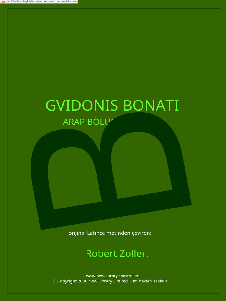 Gvidonis Bonati Tarafından Arabik Parçalar - Robert Zoller | PDF