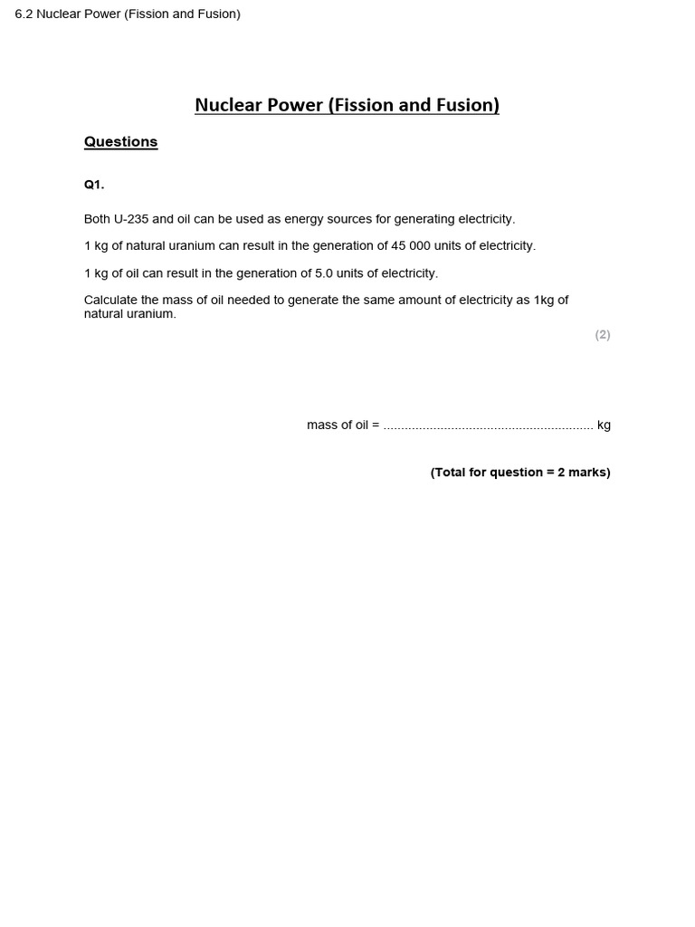 Nuclear Power: Fission vs. Fusion Analysis | PDF | Nuclear Reaction ...