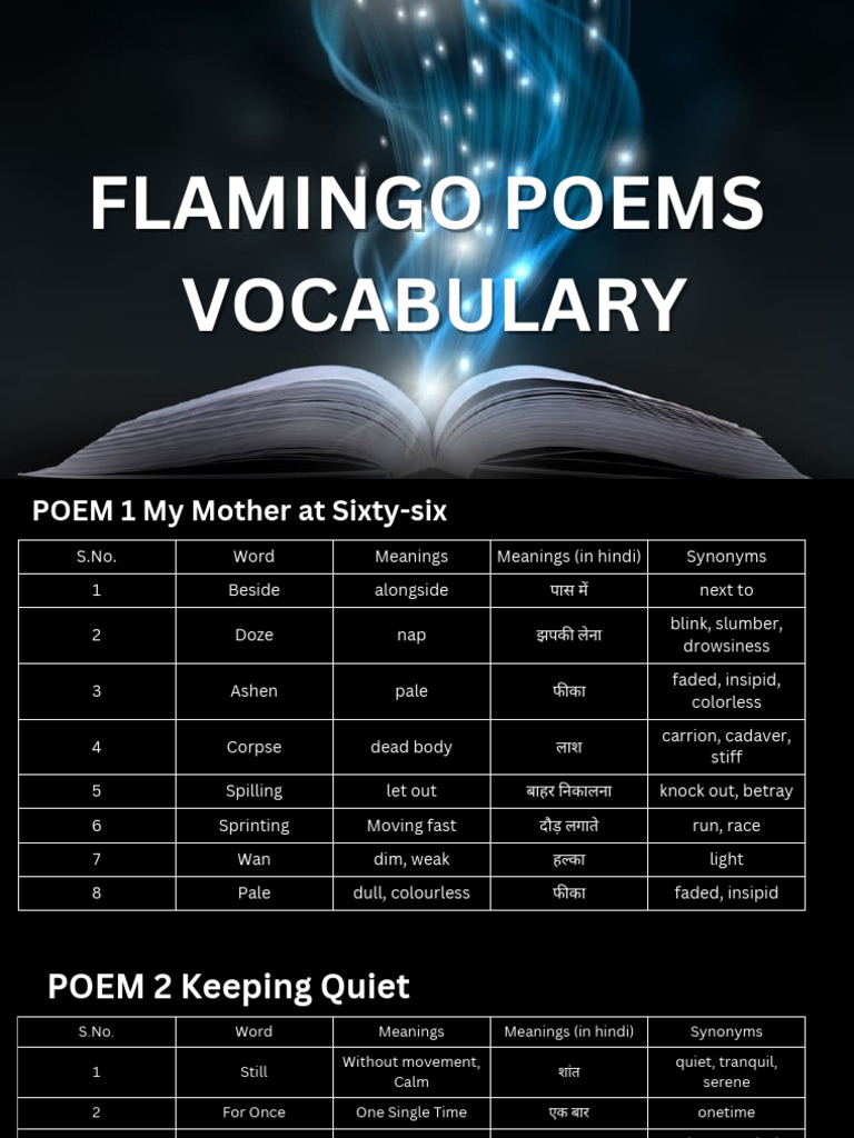 Vocabulary and Analysis of Flamingo Poems | PDF
