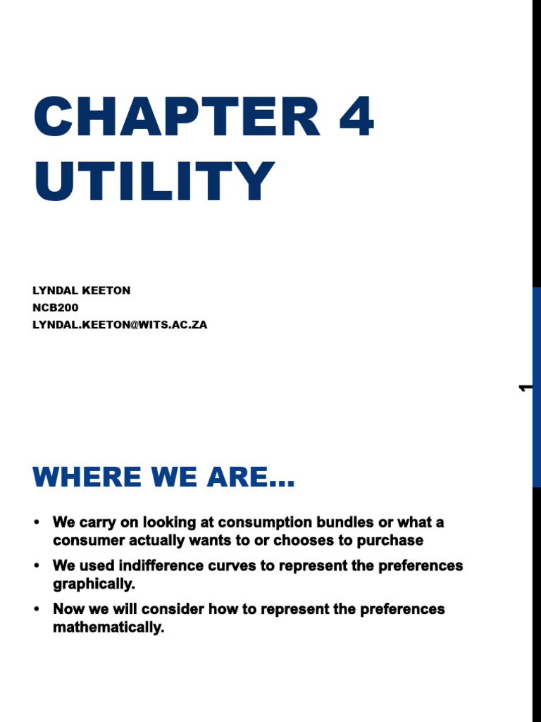 Chapter 4 Utility - 1886347234 | PDF | Utility | Economics