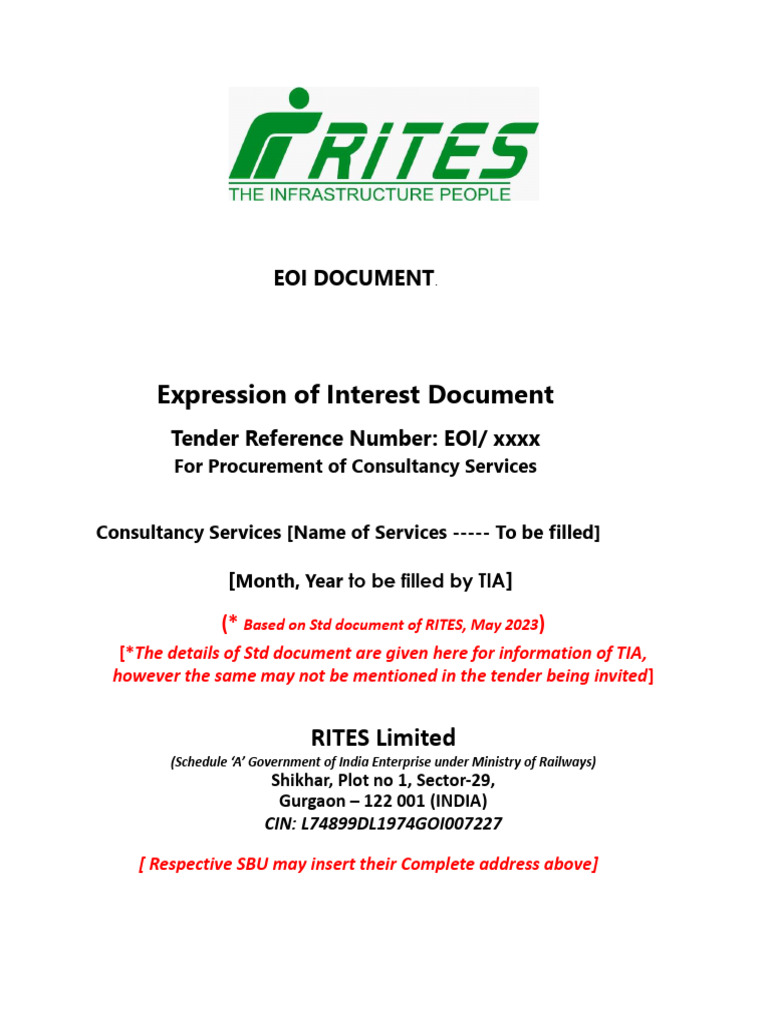 Standard EOI Document for Procurement of Consultancy Services, May-2023 ...