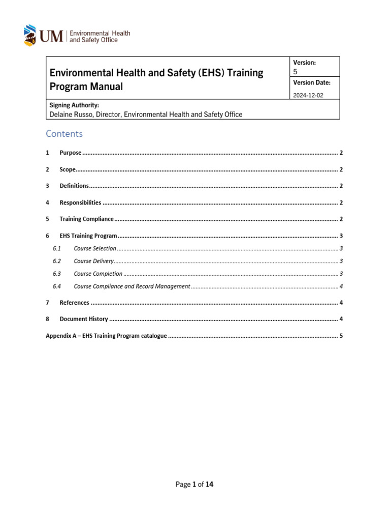 Ehs Training Program Manual | PDF | Personal Protective Equipment | Occupational Safety And Health