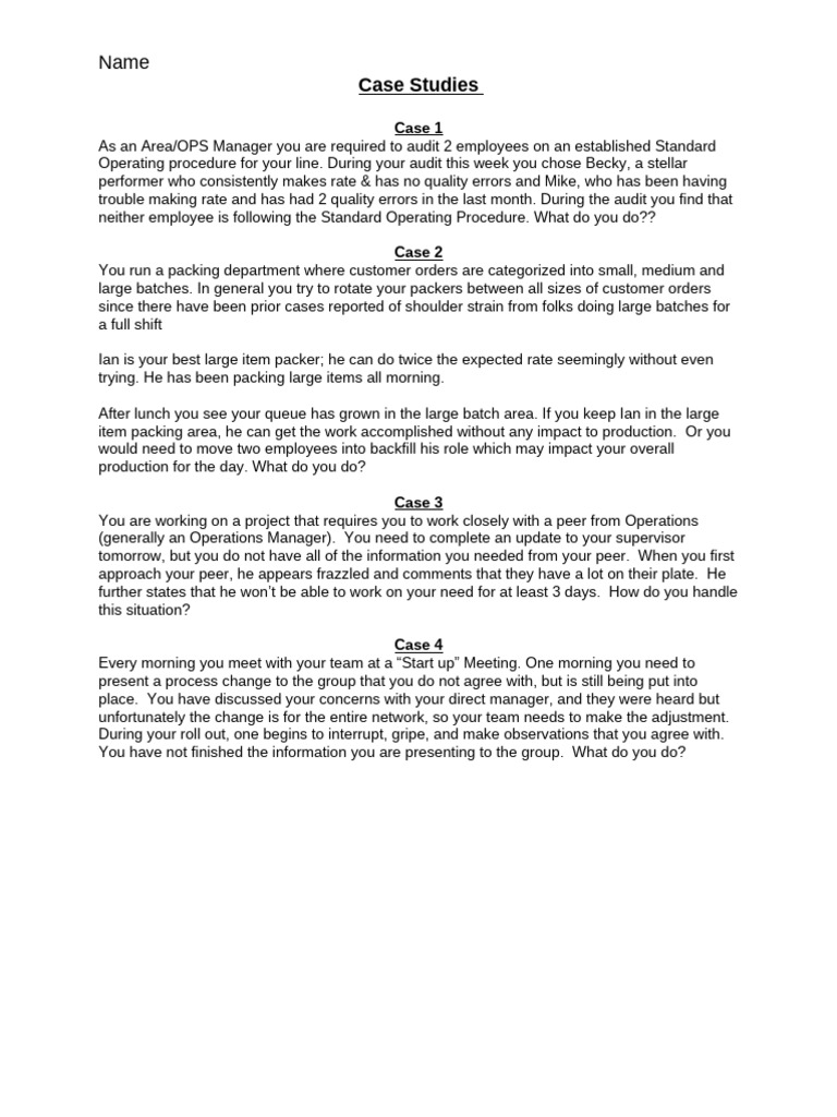 Case Study Questions | PDF