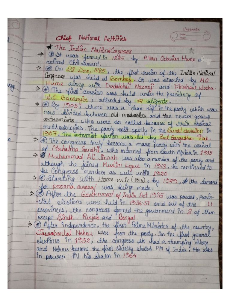 1885-1919 Chief National Activities | PDF