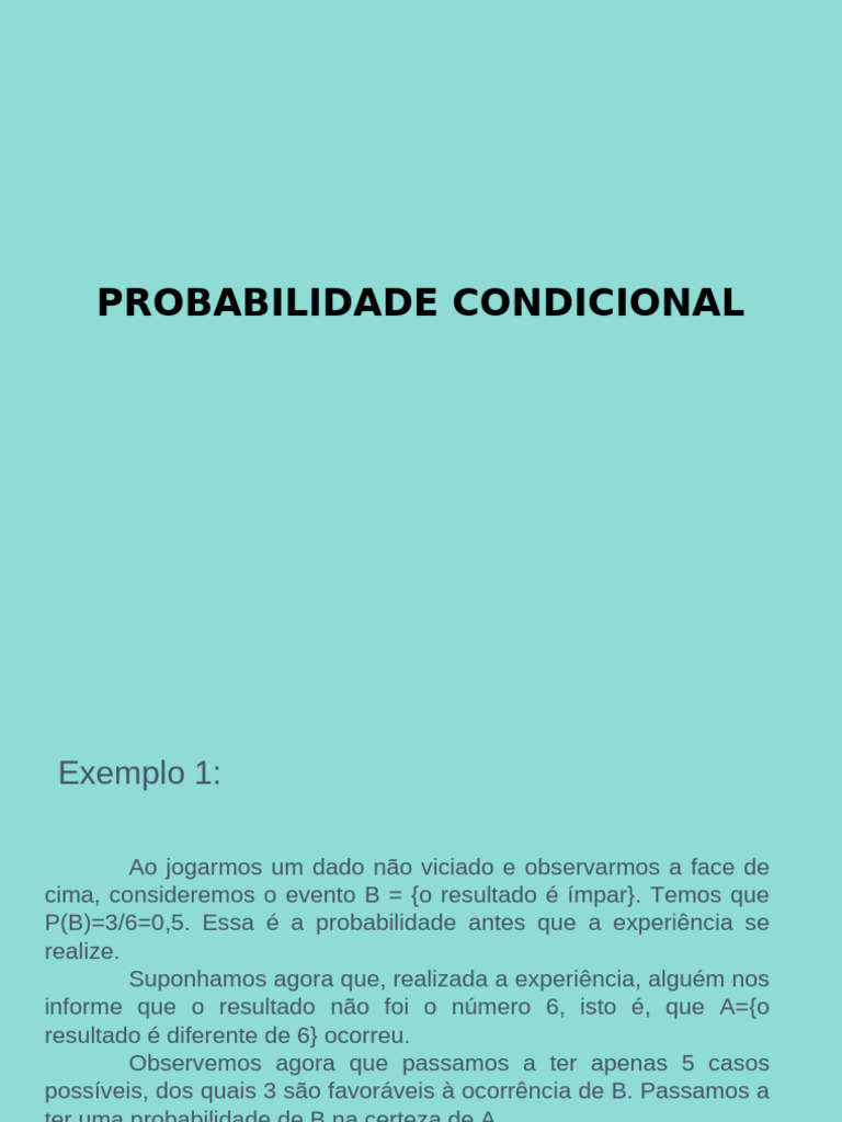 Probabilidade Condicional e Exemplos | PDF | Probabilidade | Matemática