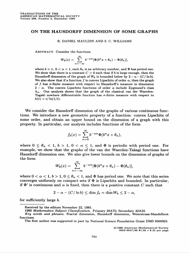 Hausdorff Dimension of Graphs Analysis | PDF | Function (Mathematics ...