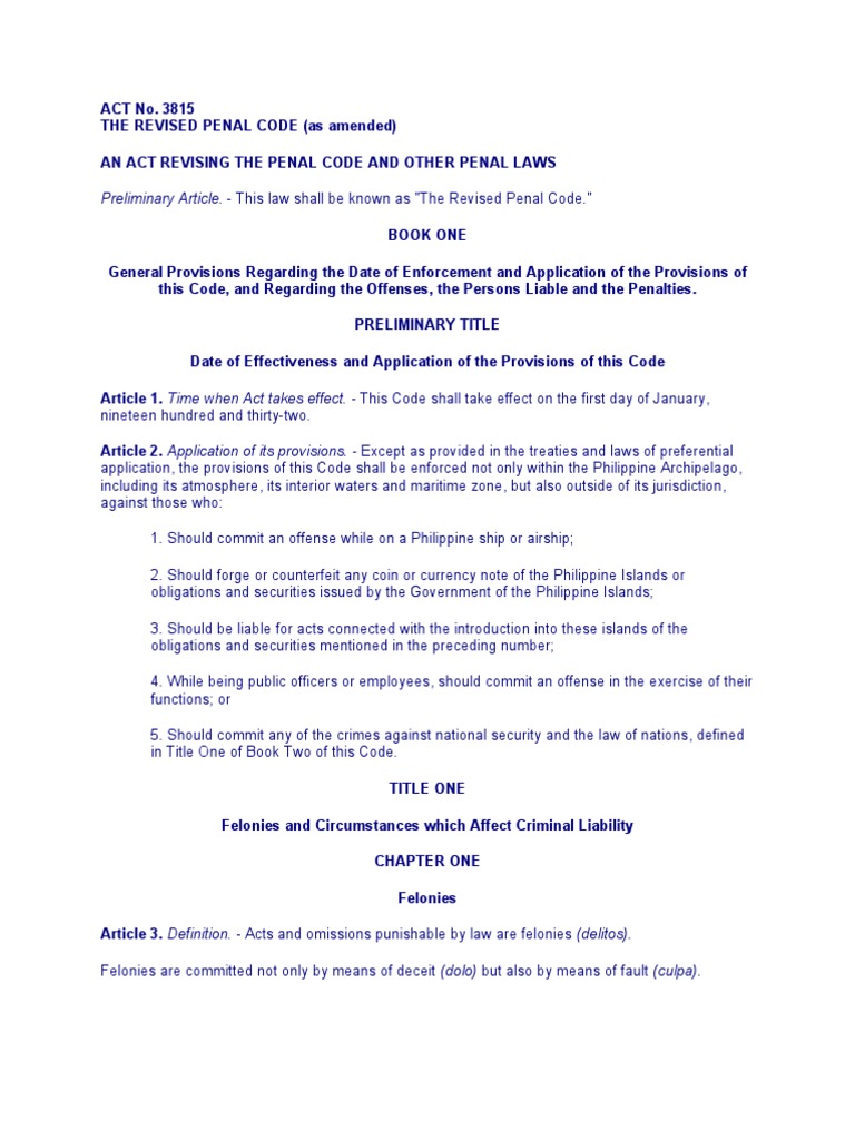 Revised Penal Code | PDF