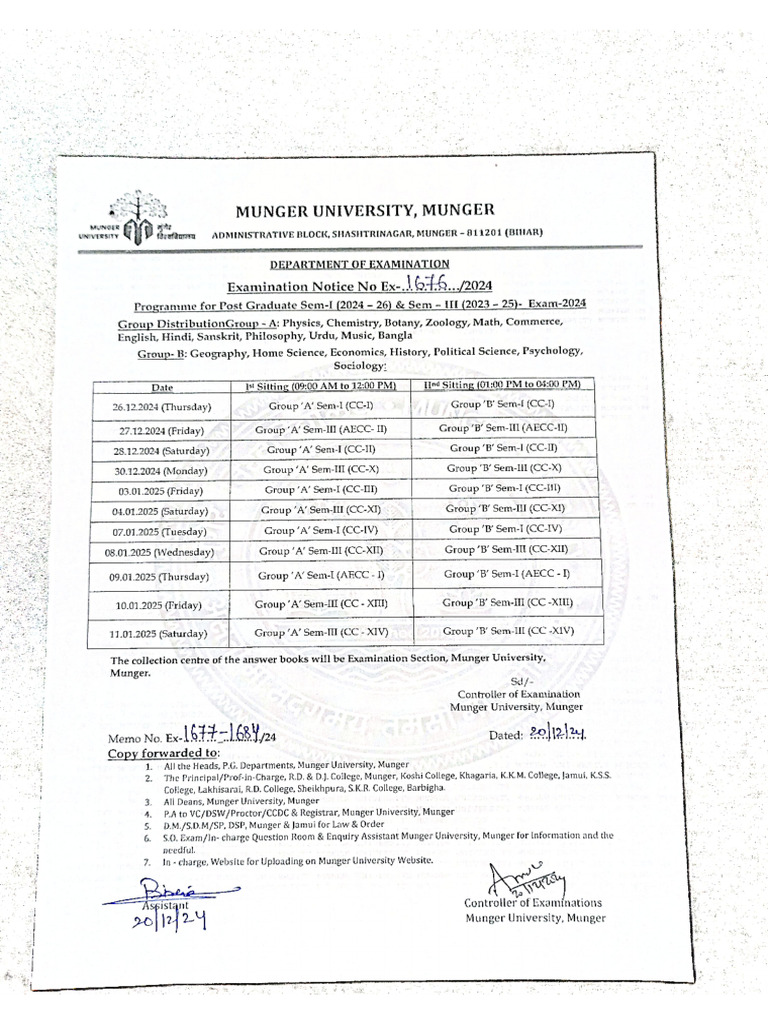 Examination Notice 1676 and 1685 | PDF