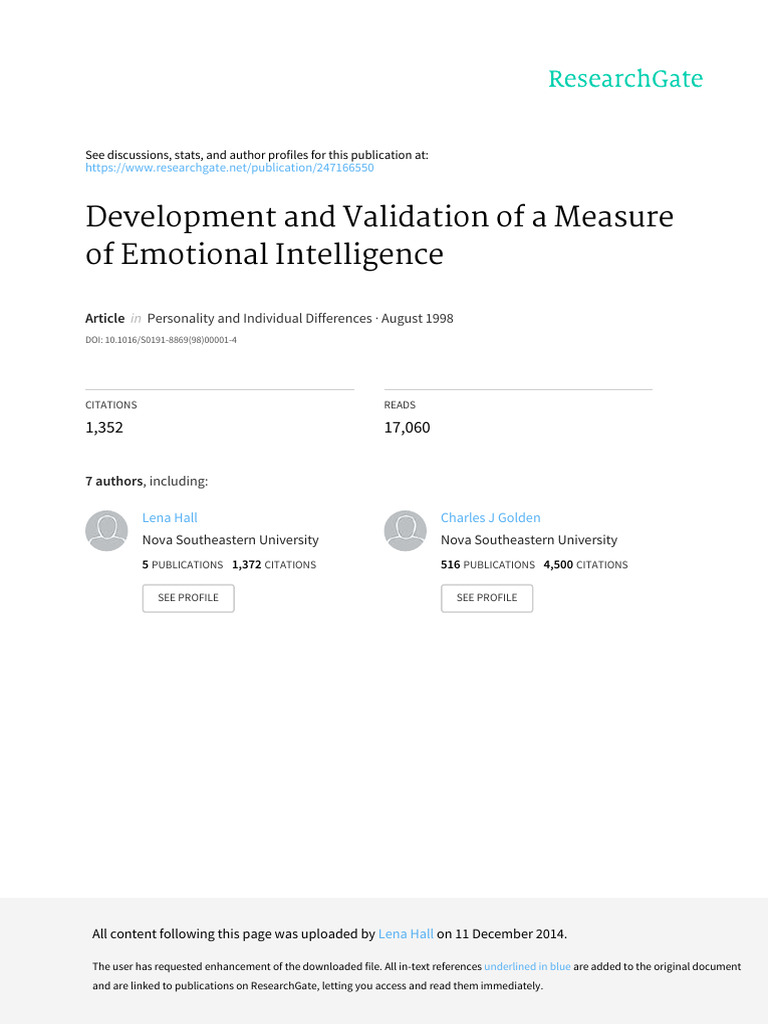 Emotional Intelligence Measure Development | PDF | Emotional ...