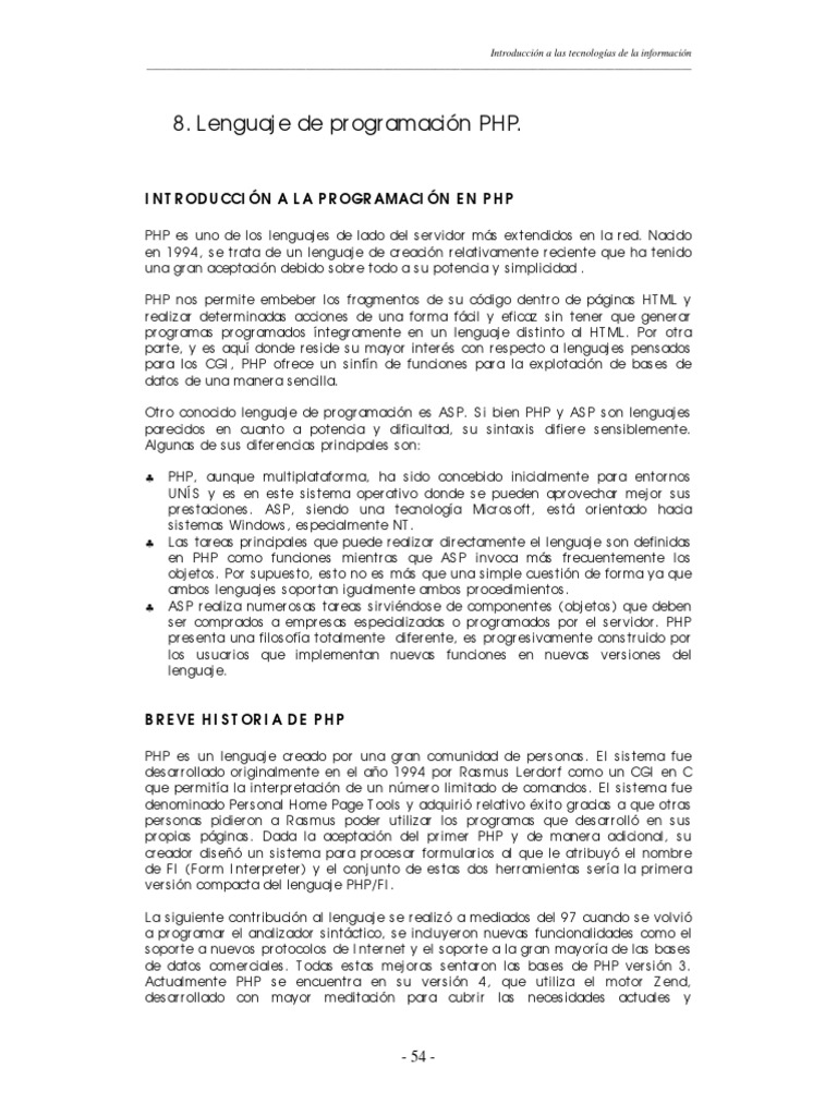 8.lenguaje de Programaciã N PHP | PDF | Php | Desarrollo de software
