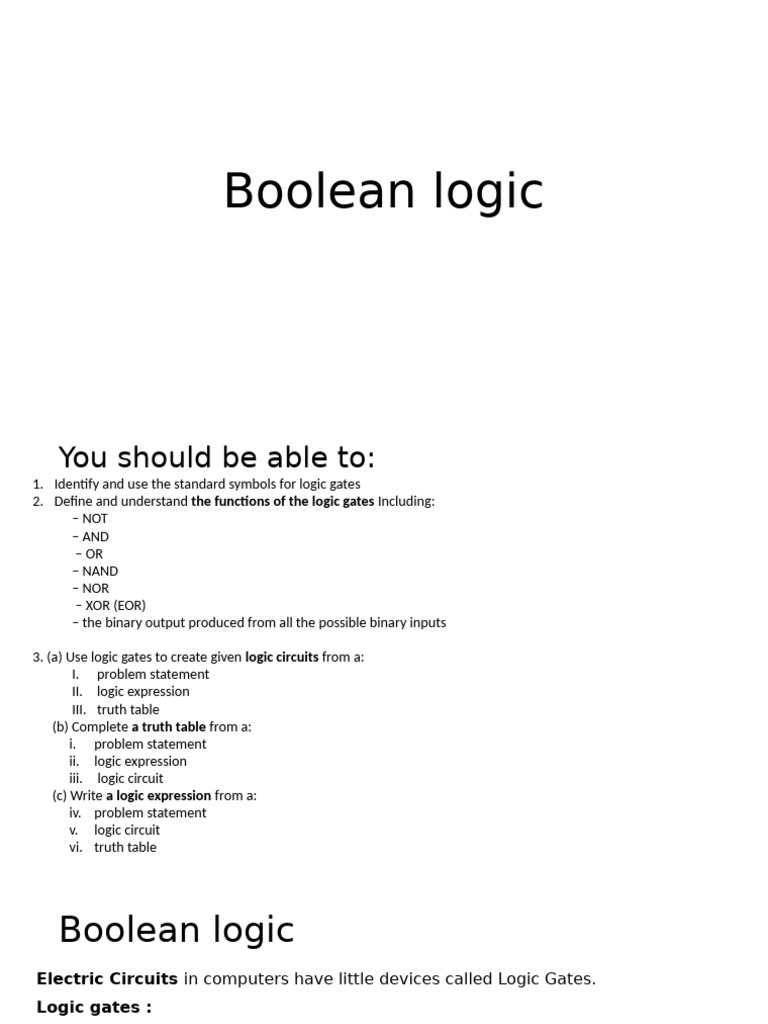 Chapter 10 - Boolean Logic | PDF | Logic Gate | Electronic Circuits