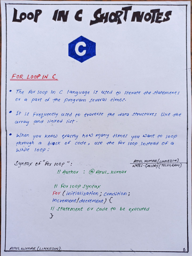 ?loop in C ?short Notes | PDF