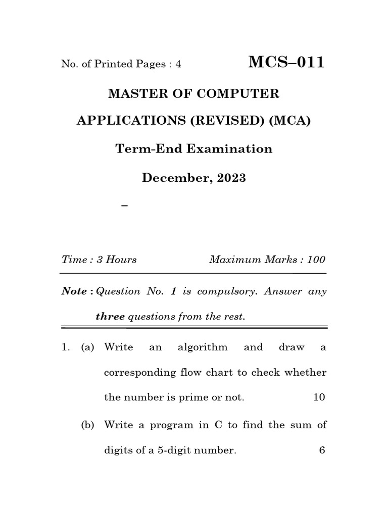 MCS-011 Dec 23 | PDF | Computer Program | Programming
