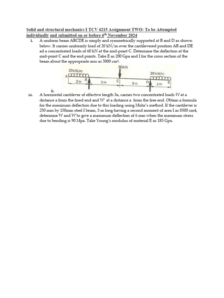 Solid Mechanics II assignment TWO SEPTEMBER DECEMBER 2024 | PDF