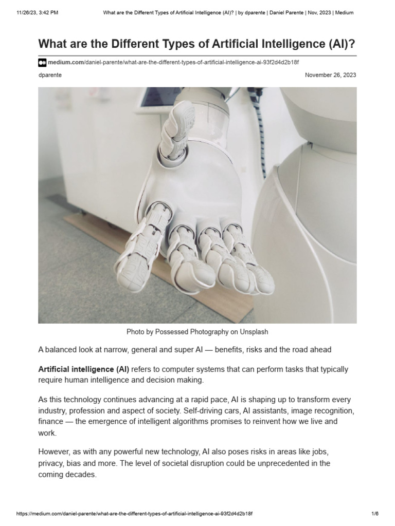 What Are The Different Types of Artificial Intelligence (AI) - by ...