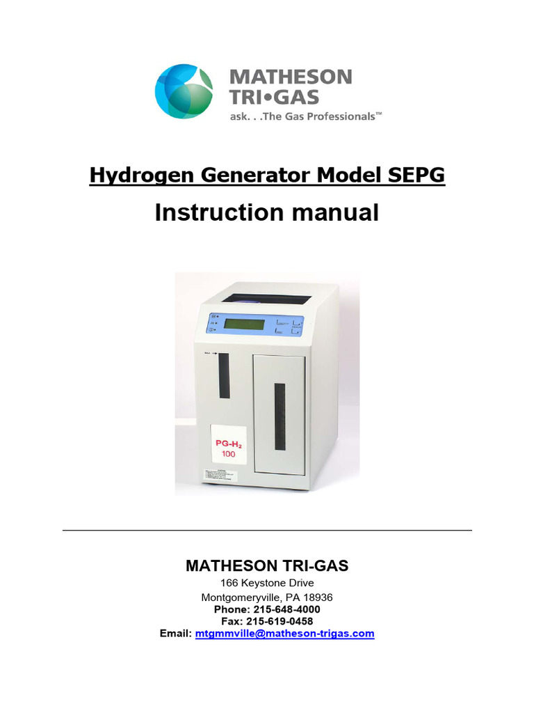 Instructions SEPG Hydrogen Generator Rev F | PDF | Radio | Water