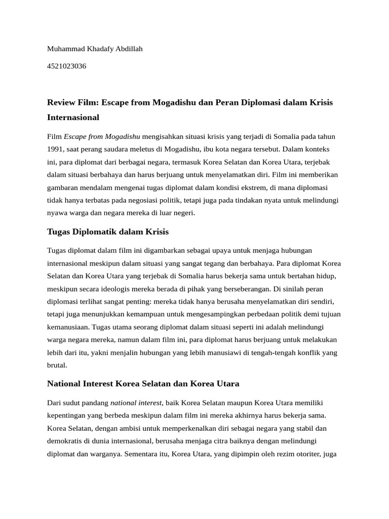 Review Film: Escape From Mogadishu Dan Peran Diplomasi Dalam Krisis ...