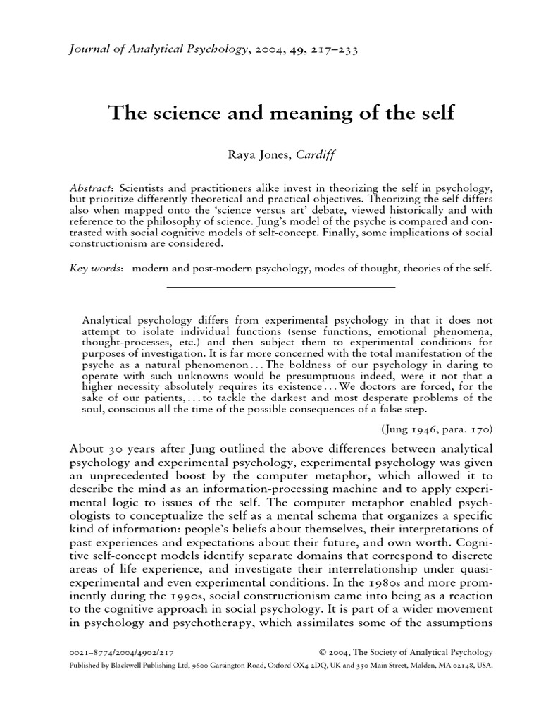 The Science and Meaning of Self in Psychology | PDF | Psychology | Self