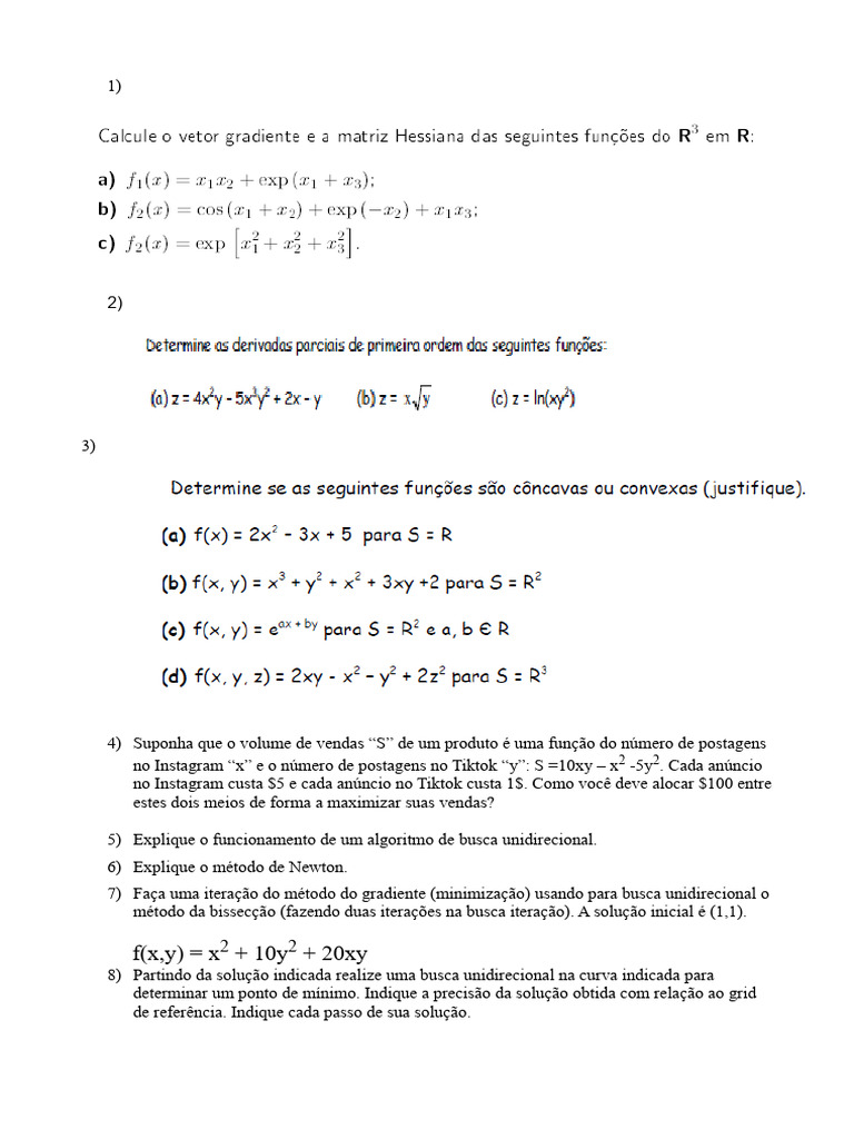 Exercícios-2024 - 1 - 1 | PDF | Gradiente | Algoritmos e estruturas de dados