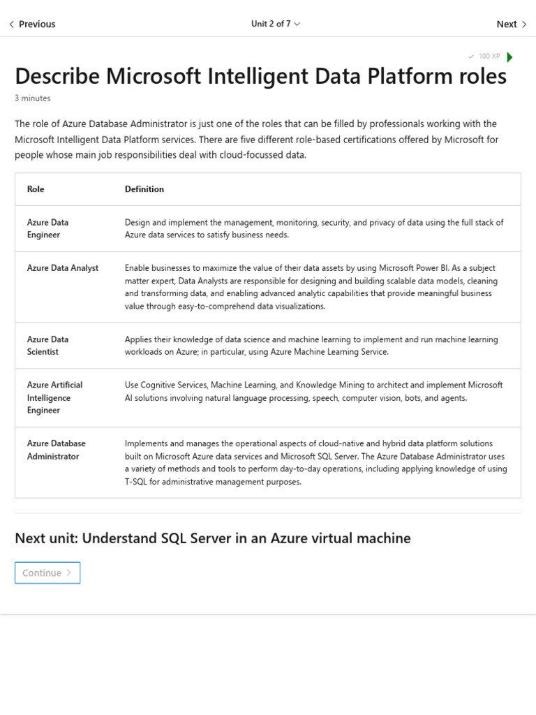 2 Describe Microsoft Intelligent Data Platform Roles - Training ...
