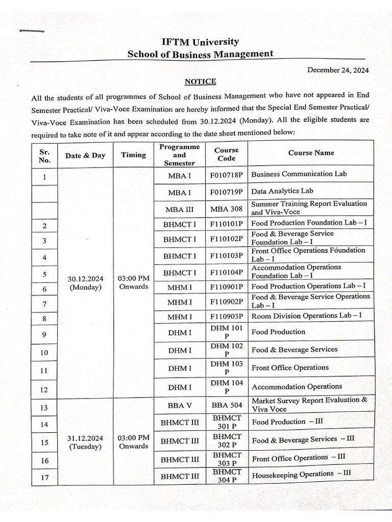 Special Viva Notice | PDF
