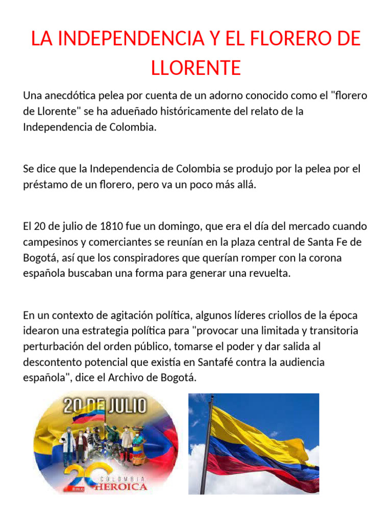 LA INDEPENDENCIA Y EL FLORERO DE LLORENTE | PDF