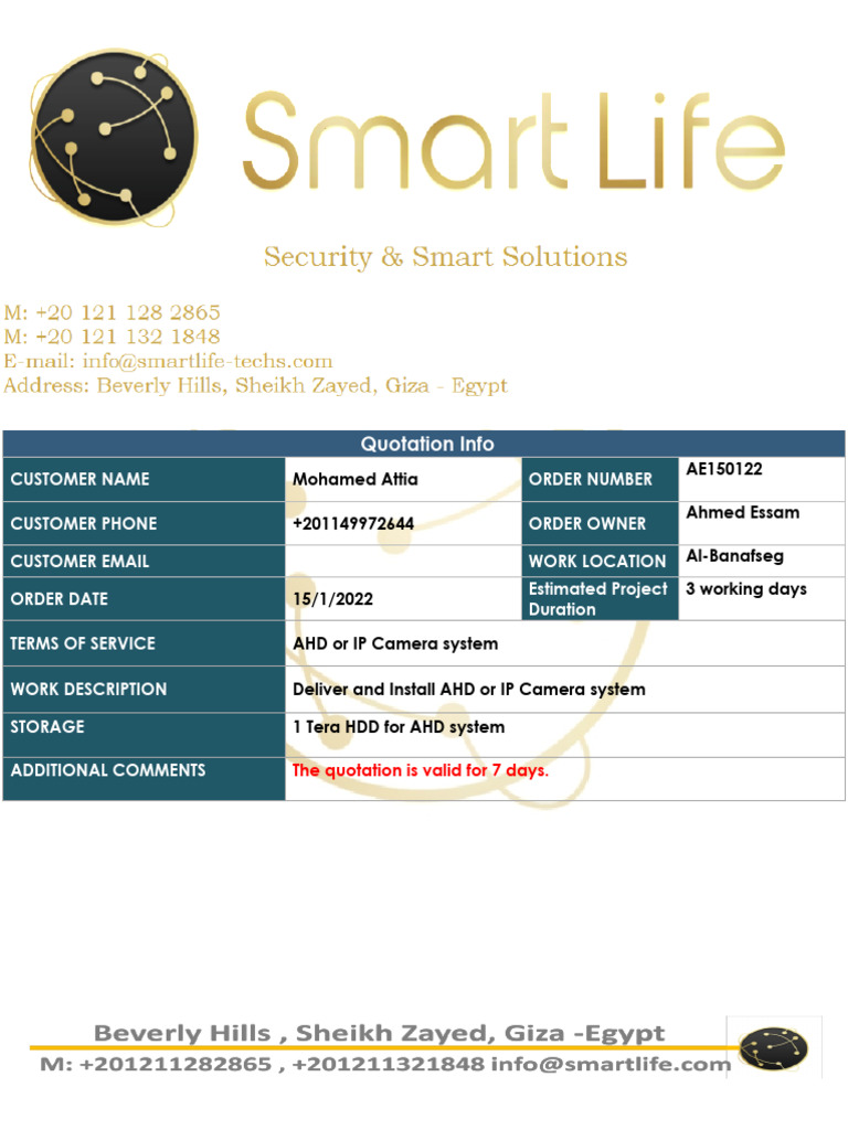 Smart Life (Security System Quote) | PDF