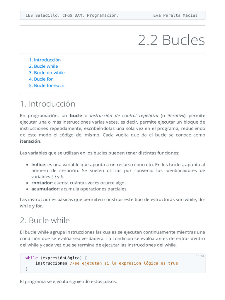 2.2 Bucles | PDF | Java (lenguaje de programación) | Desarrollo de software