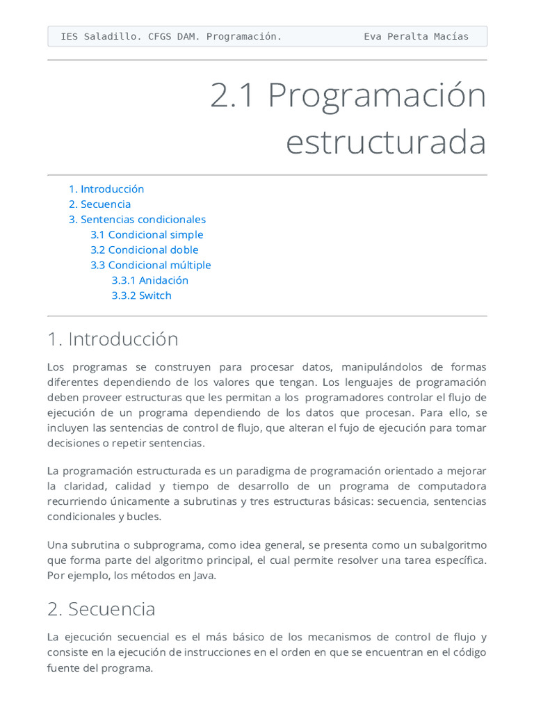 2.1 Programación estructurada | PDF | Lenguaje de programación | Programa de computadora
